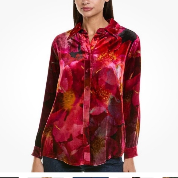 Johnny Was | Tops | Nwt Johnny Was Red Pink Velvet Oversized Shirt ...